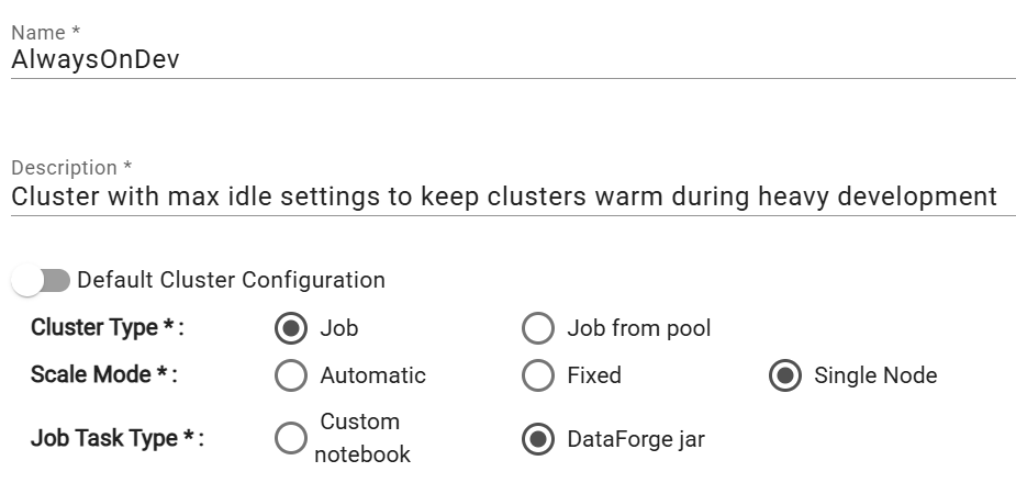 Recommended Cluster Configurations during Development – DataForge